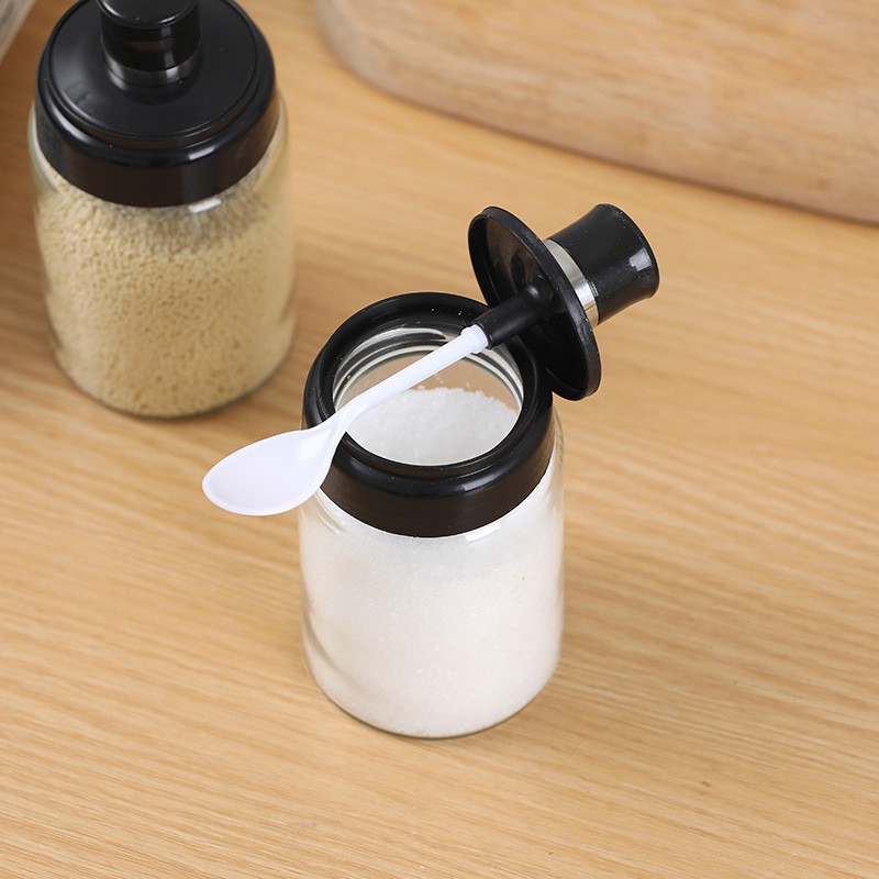 GLASS SEASONING BOTTLE WITH SPOON/SALT SUGAR JAR/BOTOL GARAM GULA ...