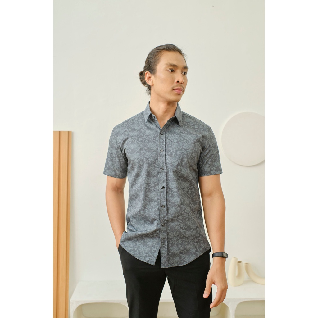 I Am Famous Slim Fit Shirt - Signature Grey Green | Shopee Malaysia