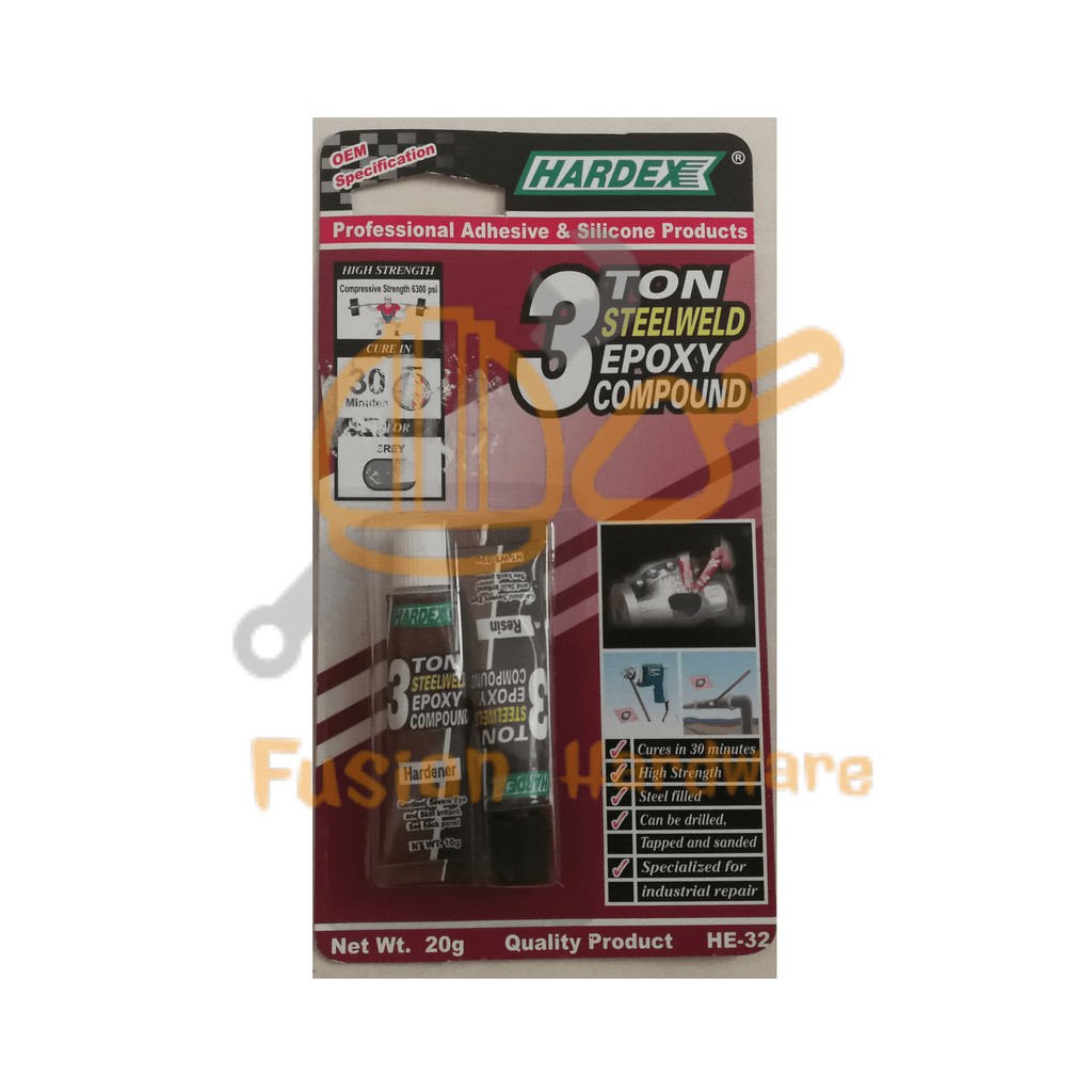 🔥 Ready Stock 🔥 HE-32 Hardex Gam Gum 3 Ton Steelweld Epoxy Compound 20 ...