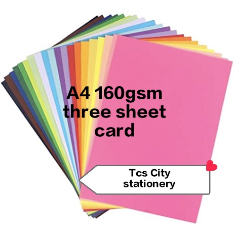 A4 160gsm COLOR THREE SHEET CARD PAPER -(10'S PCS PER PKT) | Shopee ...
