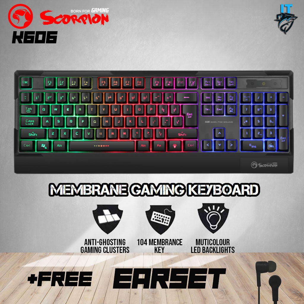 MARVO Scorpion K606 MEMBRANE GAMING KEYBOARD FREE EARSET | Shopee Malaysia