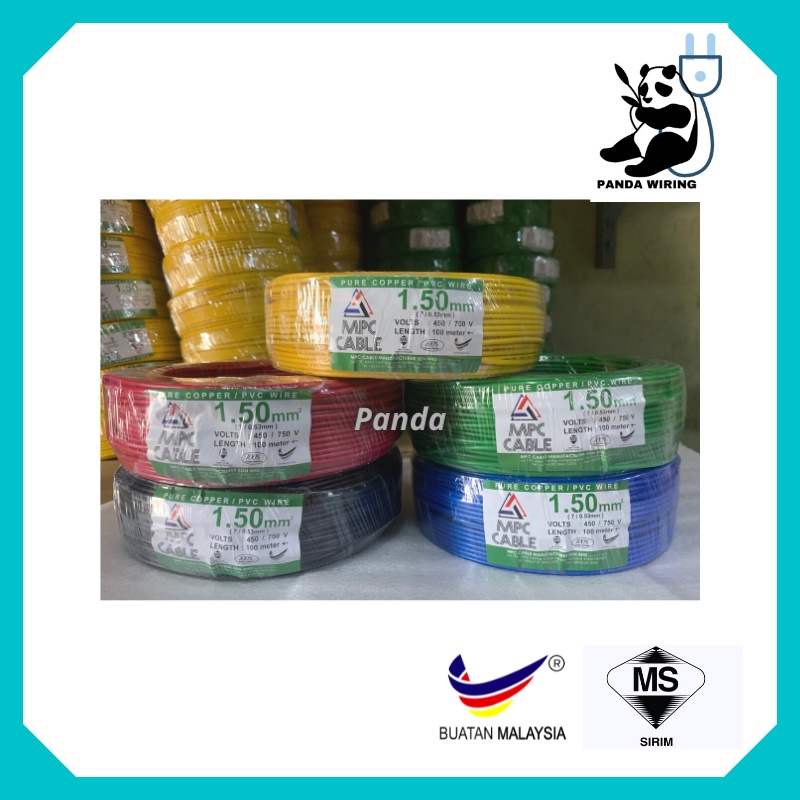 MPC 1.5MM Cable With SIRIM Approved 100% Pure Copper Cable /1.5mm PVC ...
