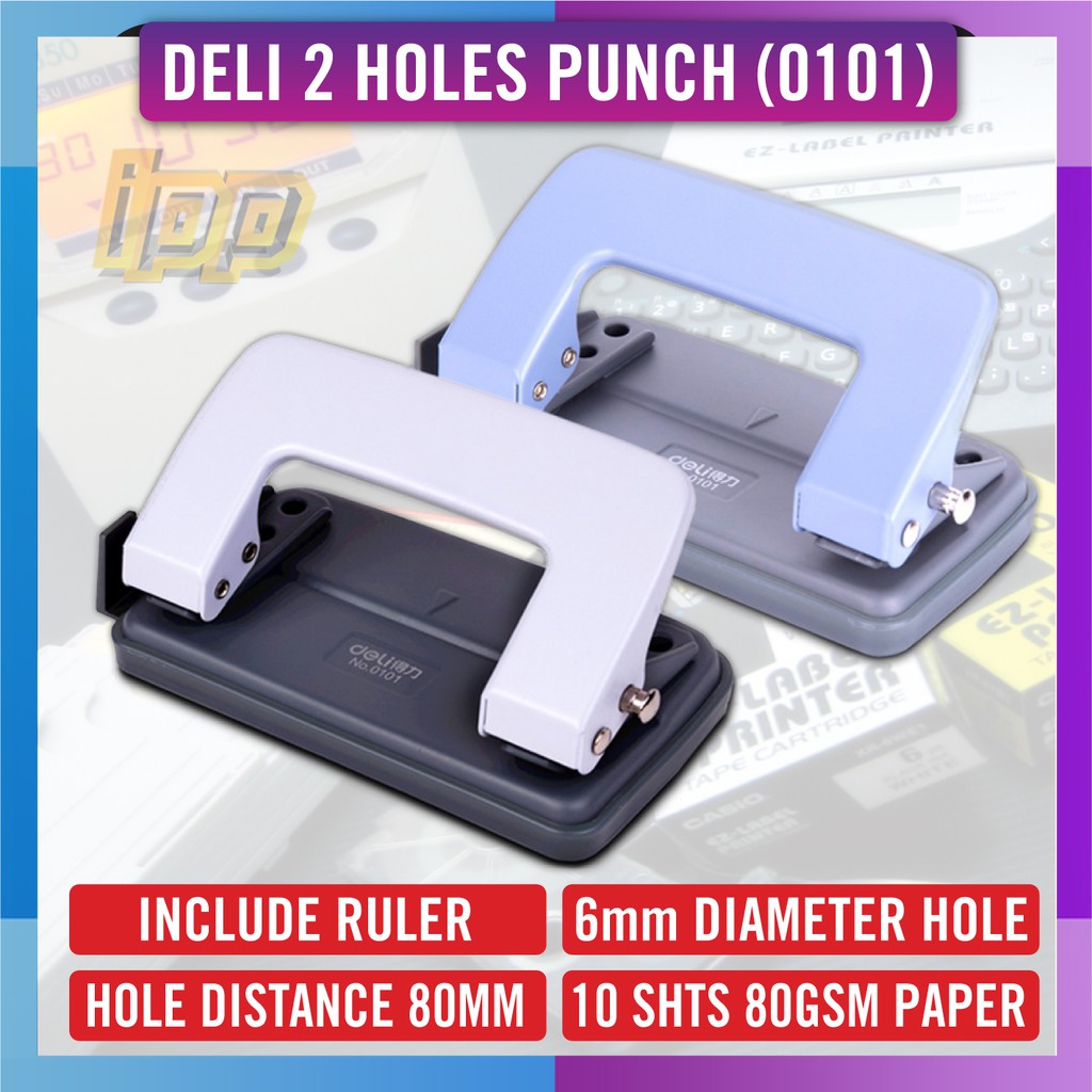 Deli 2 Hole Puncher 10 Sheet Capacity / Lock System, Adjustable Ruler ...