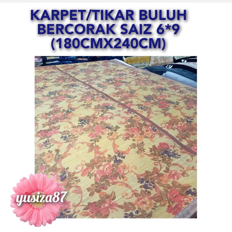 Karpet Buluh/Carpet Mat Bamboo/Tikar Buluh Berwarna Dan Bercorak Bunga ...