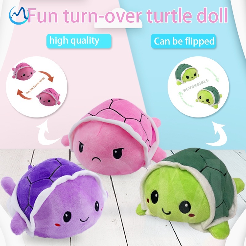 Double Sided Flip Turtle Super Fluffy Cute Mini Stuffed Turtle Mood ...