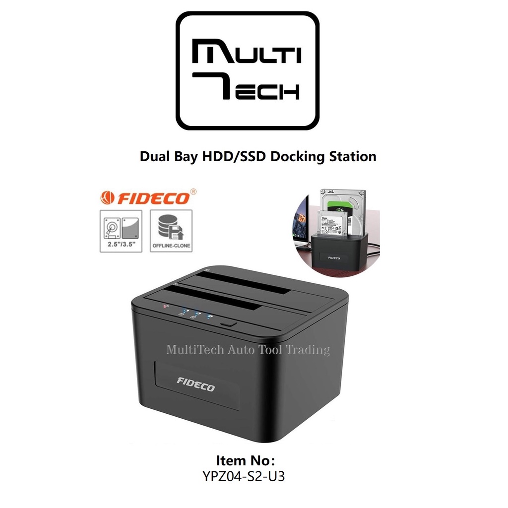 Fideco Dual Bay HDD/SSD Docking Station - YPZ04-S2-U3 | Shopee Malaysia