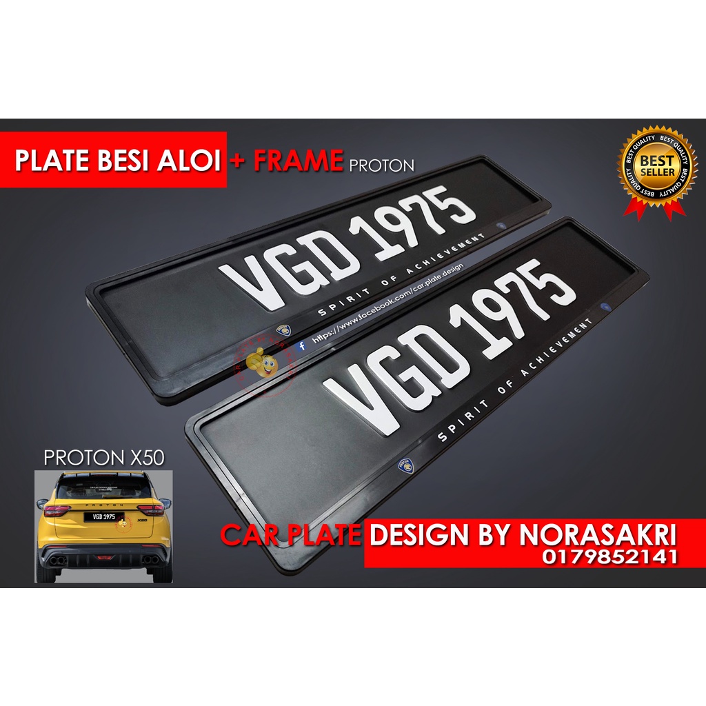 {{ OFFER }} PROTON X50 - 1PC PAPAN PLATE BESI ALOI + FRAME + LOGO ...