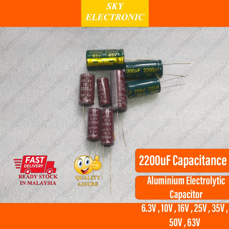 2200uF Aluminum Electrolytic Capacitor 6.3v 10v 16v 25v 35v 50v 63v | Shopee Malaysia