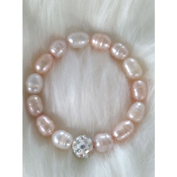 Gelang Tangan Mutiara Beras Air Tawar Asli MixPearl Mix Rhinestone ...