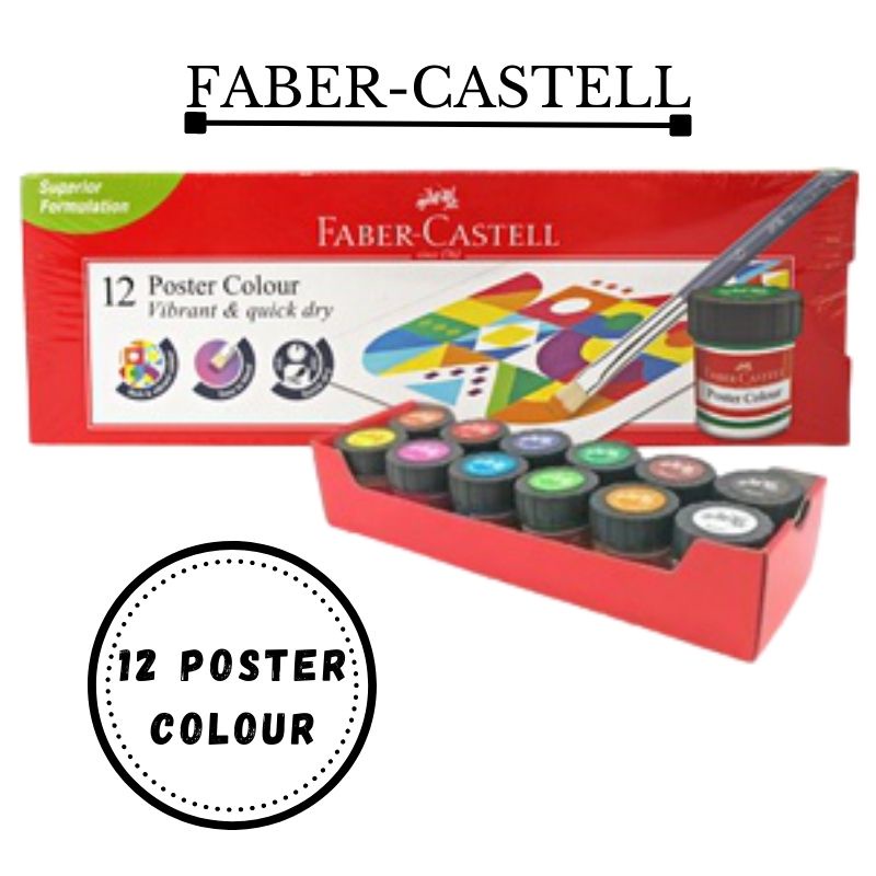 [1BOX] FABER-CASTELL 12 POSTER COLOR VIBRANT AND QUICK DRY [ COLOUR SET ...