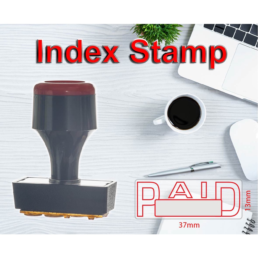 E26 PAID (BOX) Ready Made Index Stock Rubber Stamp Chop 37mm x 13mm ...