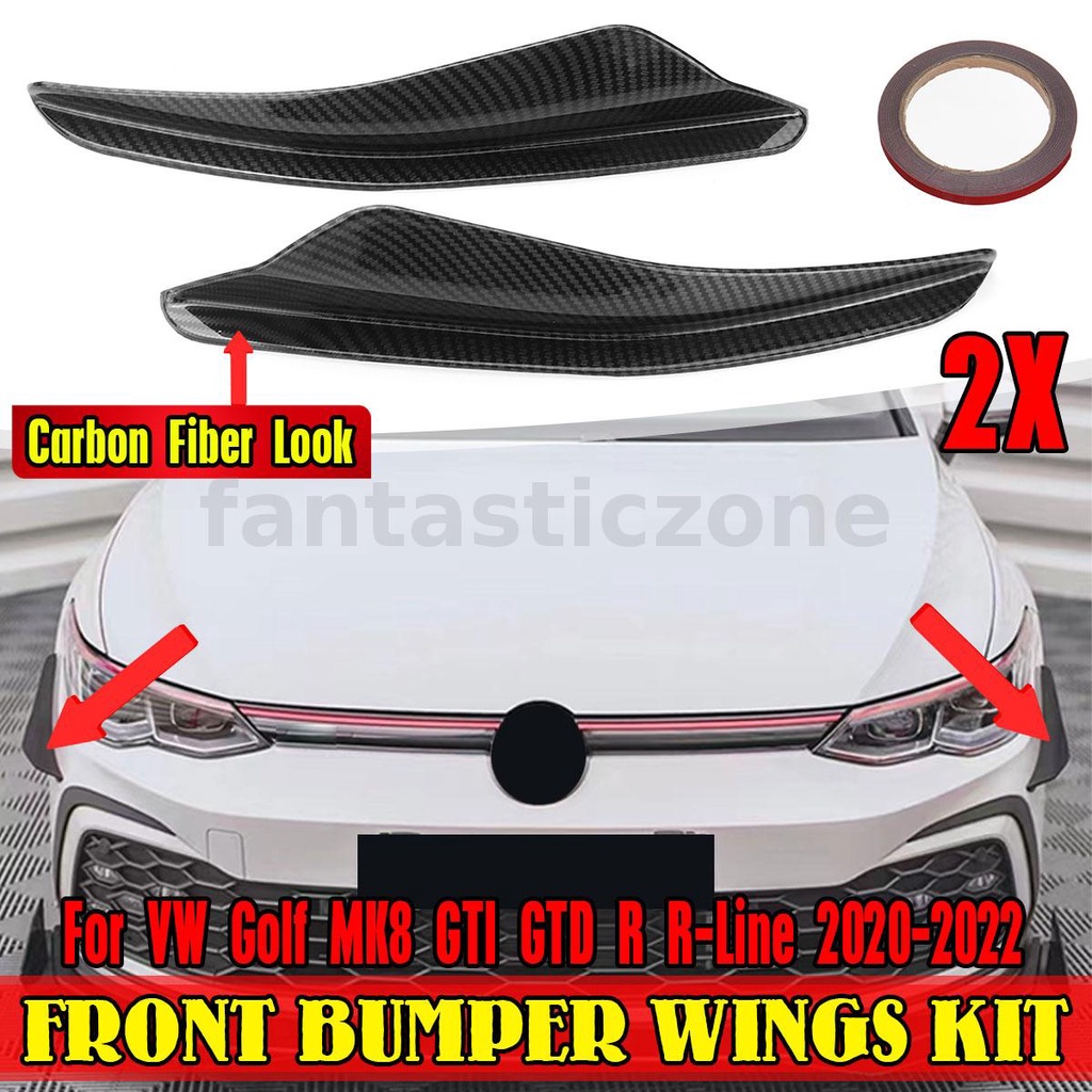 For Golf MK8 R-line GTI GTD Bumper Fin Canard Splitter Diffuser Valence ...