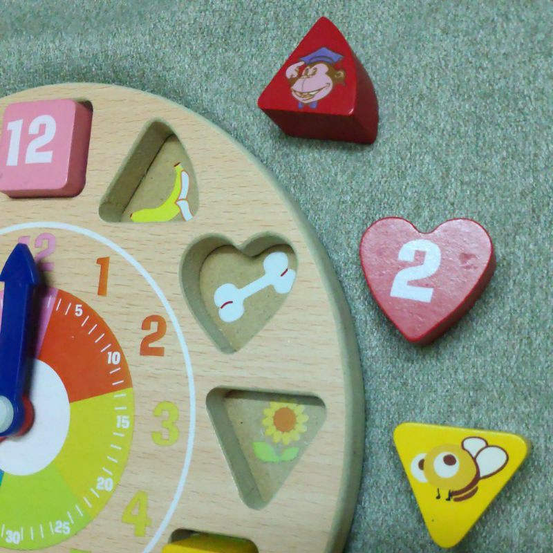 Wooden blocks puzzle sorting clock | Shopee Malaysia