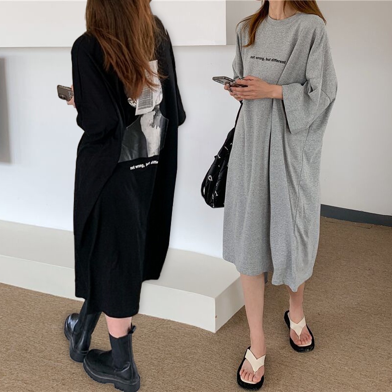 Zuoan Casual Oversized Short Sleeve Midi Dress Women's Summer Round ...