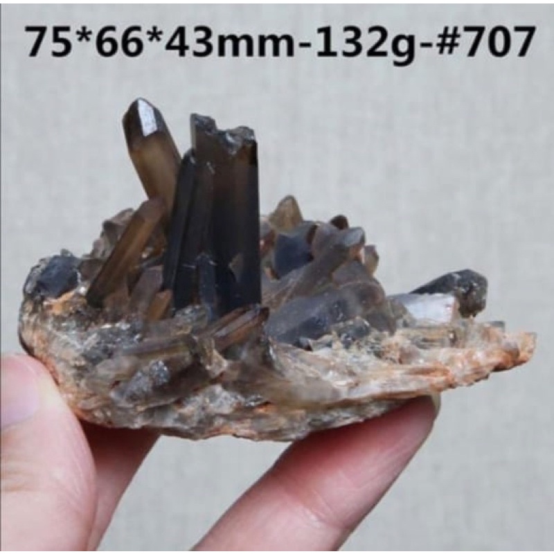 (Ready Stock) Black Quartz Crystal Cluster Natural Stone Decoration ...