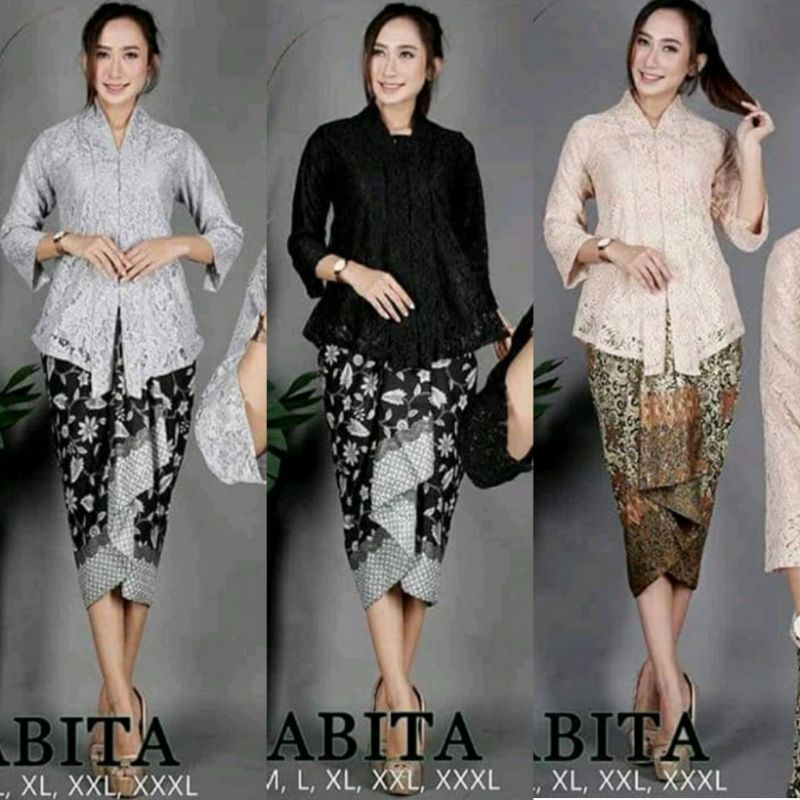 Floy brocade kebaya suit wrapped skirt / short sleeve kebaya / Brocade ...