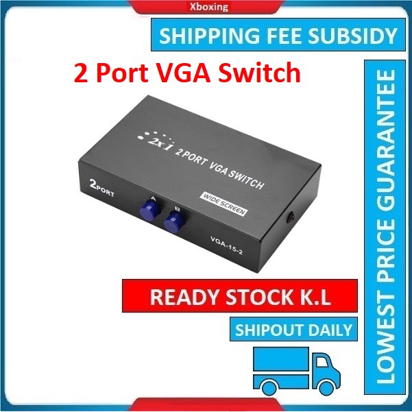 2port Push Button Manual VGA Switch Selector Splitter for Projector ...