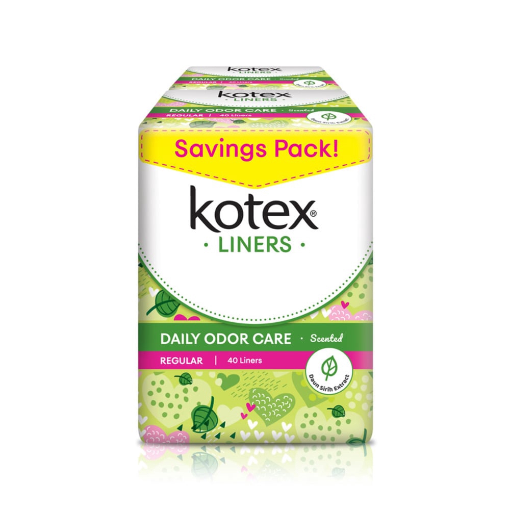 Kotex Daily Odor Care Liners Regular Scented (2 x 32s) WT1 | Shopee ...