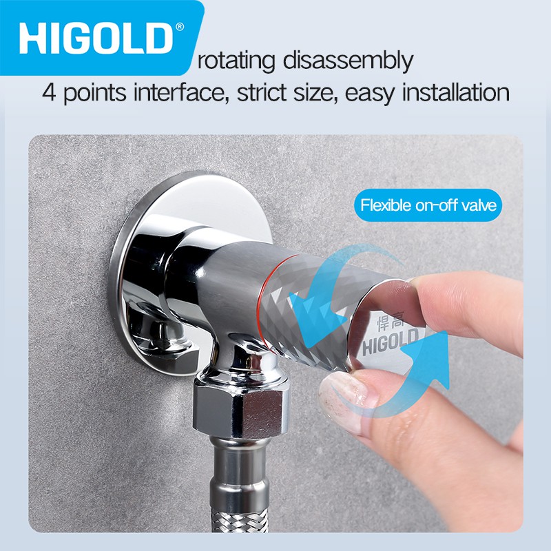 HIGOLD Angle Valve 304 Stainless Steel Kitchen Faucet Angle Valve 1/2 ...