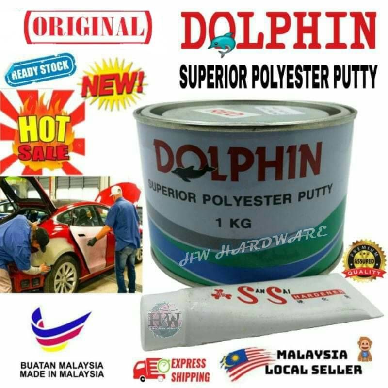 [100% ORIGINAL] DOLPHIN 1KG MOTORCYCLE, CAR BODY CEMENT PUTTY/ PUTTY ...