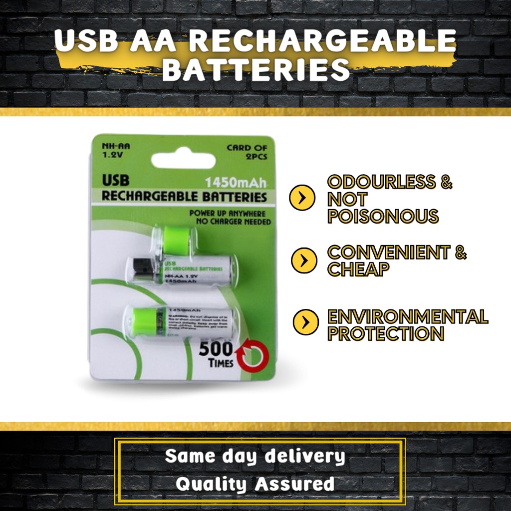 (CHEAPEST) USB Rechargeable Battery (AA Rechargeable battery) | Shopee ...