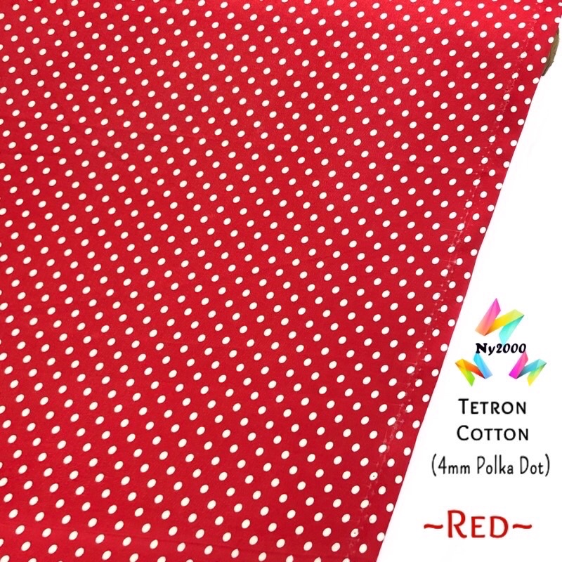 Kain Tetron Cotton TC (Polyester) Corak 4mm Polkadot (Bidang 48 inci ...