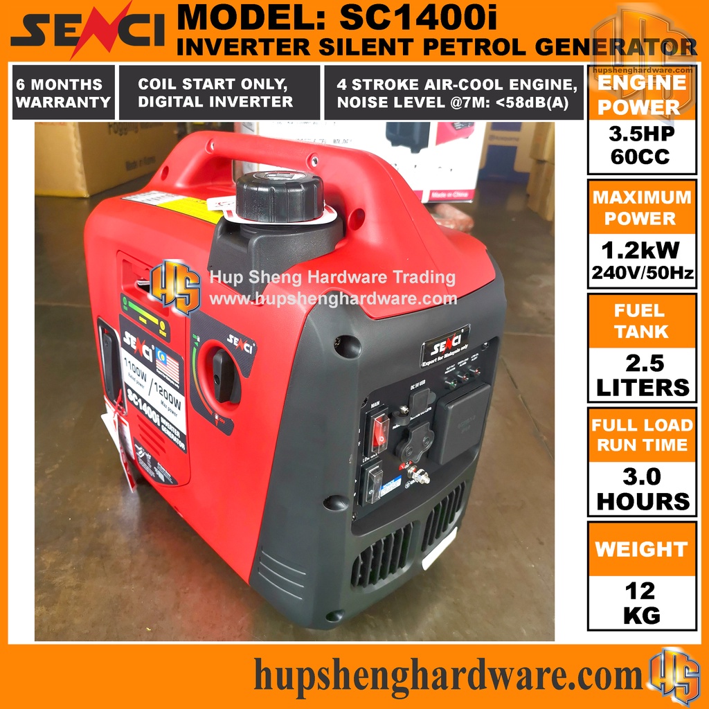 SENCI SC1400i Petrol Generator Digital Inverter Silent Type Average ...