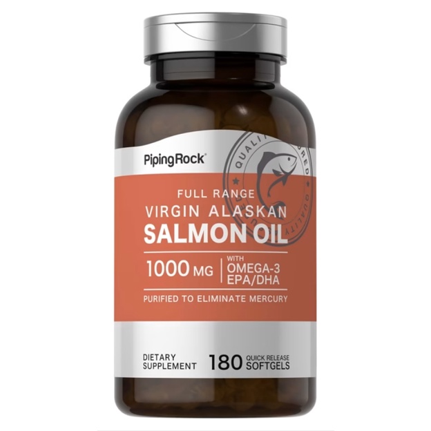 Salmon Oil 1000mg Virgin Alaskan Full Range Omega-3, EPA & DHA 180 ...
