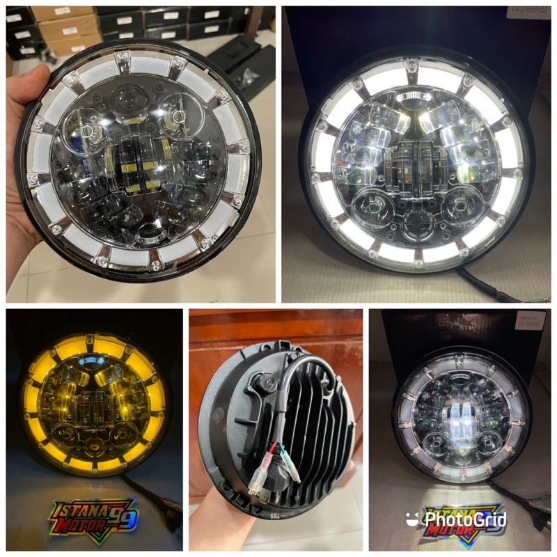 Daymaker 16 LED 7 INCH Headlight PLUS LIST ANGEL WHITE 75 WATT ORIGINAL ...