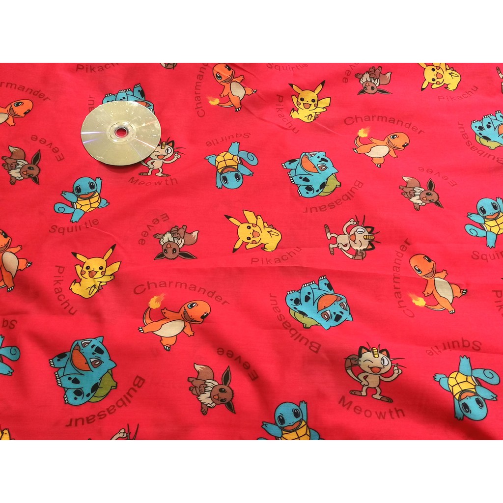 1/2 yards POKEMON PIKACHU FRIENDS MAPS Cotton Blend Fabric CARTOON ...
