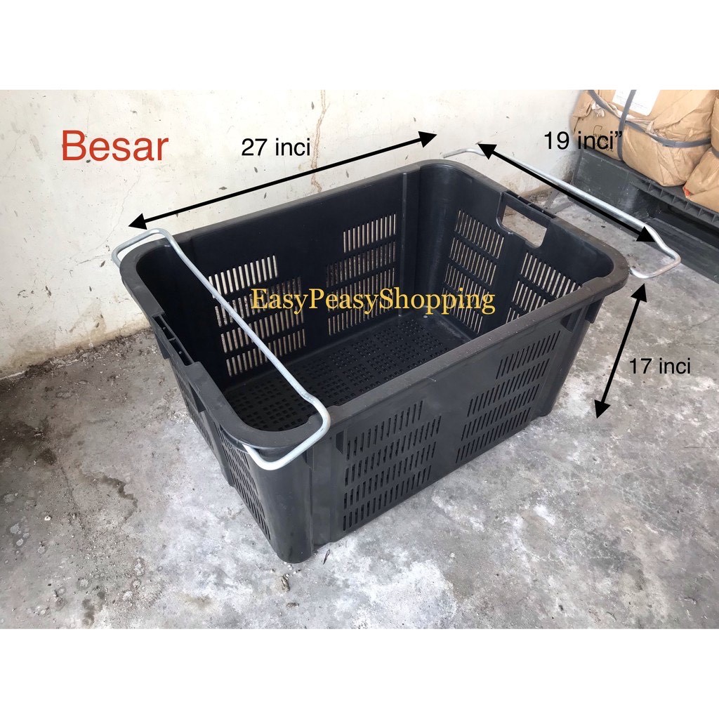 Bakul Sayur Plastik/Bakul Kebun/Bakul Hitam /Basket Plastic Garden ...