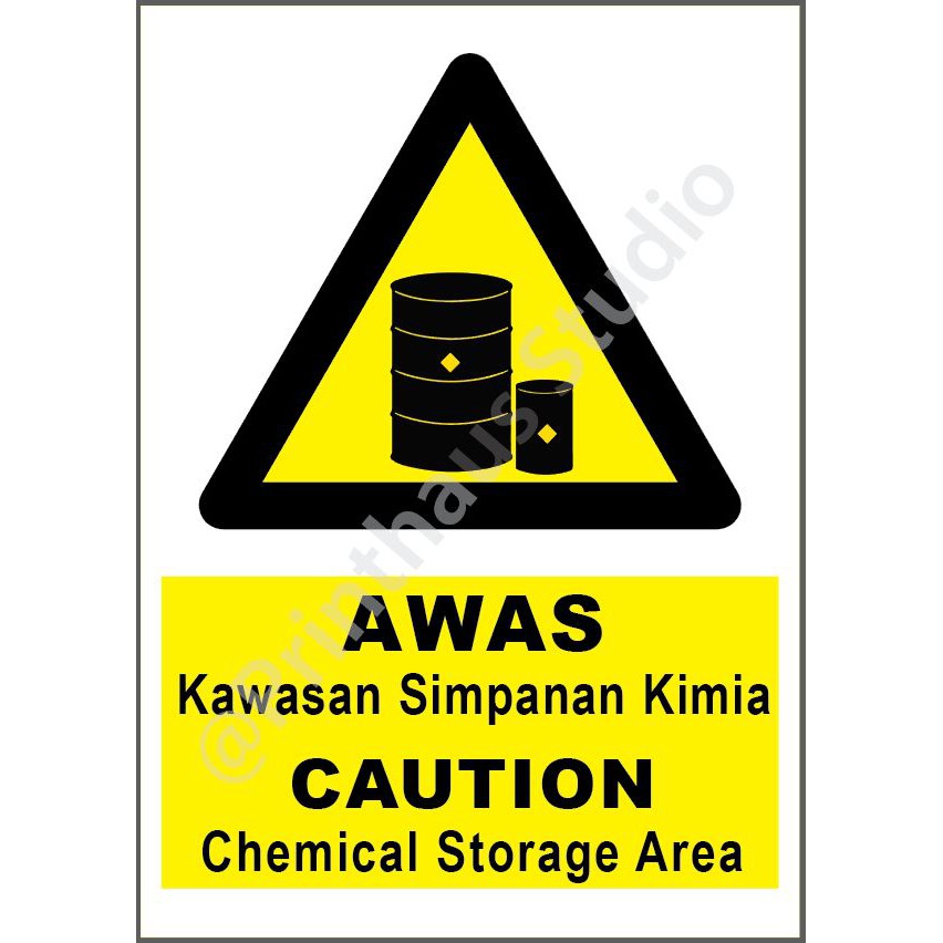 Caution Chemical Storage Area Sticker Awas Kawasan Simpanan Kimia ...