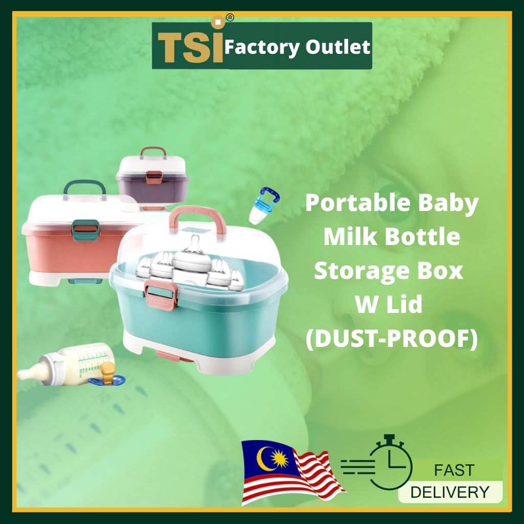 TSI Portable Baby Milk Bottle Storage Box With Lid Dust-proof Milk ...