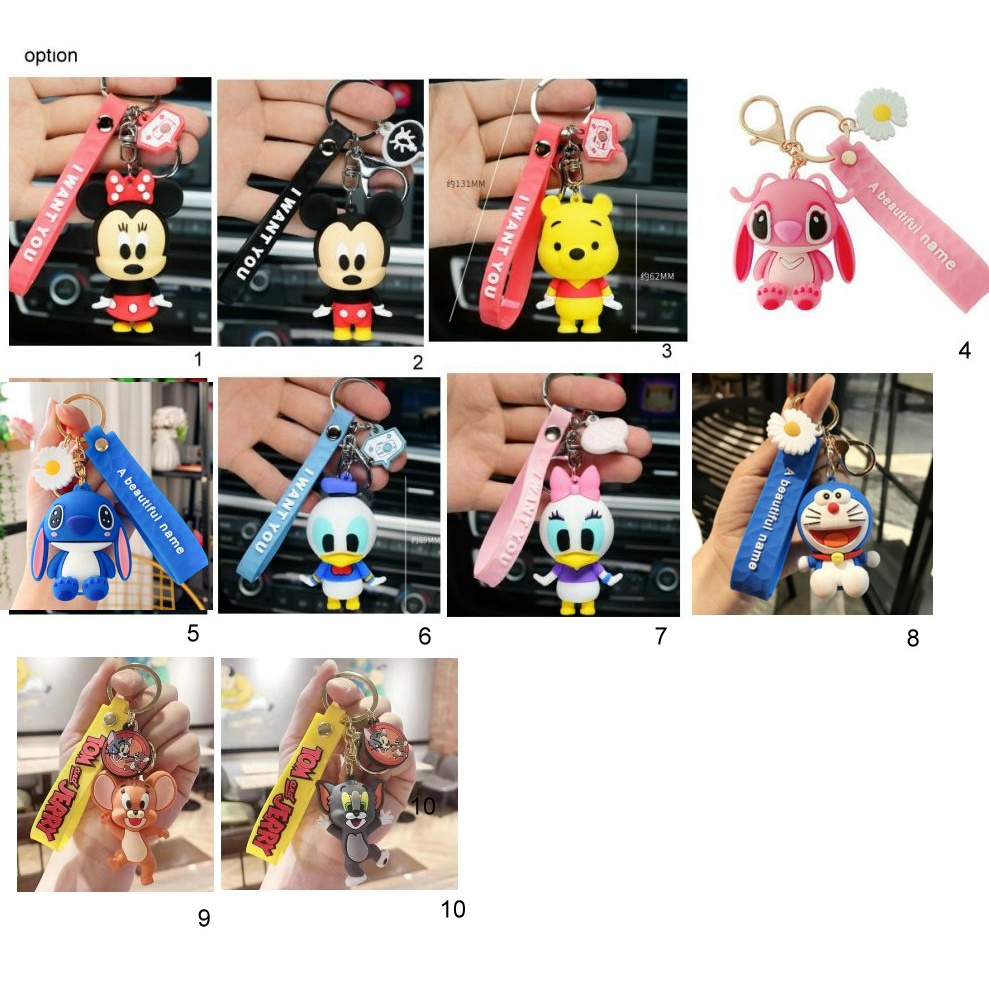 micky minnie winnie stitch donald duck daisy fullset key chain | Shopee ...