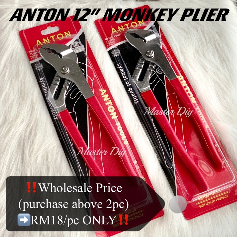 ‼️READY STOCK‼️ANTON 12” MONKEY PLIER / WATER PUMP PLIER / KUNCI PAIP ...