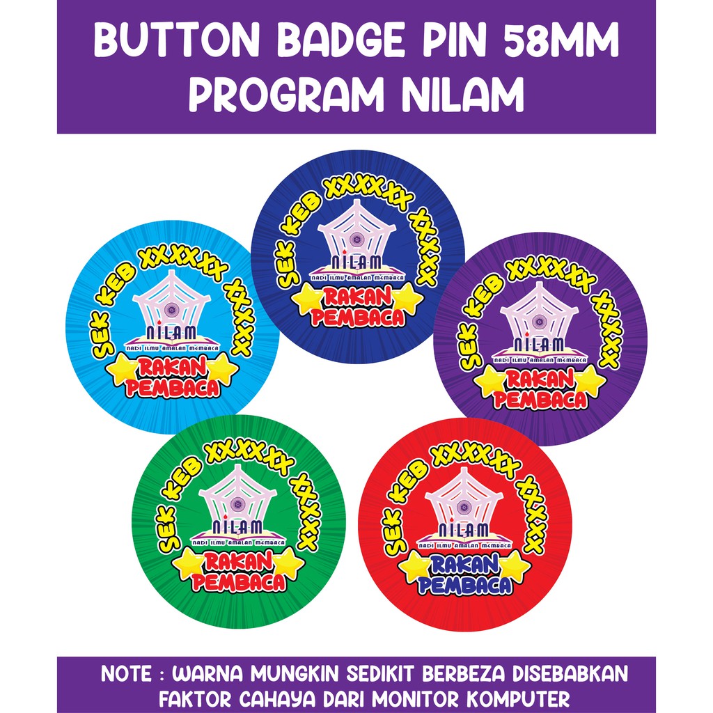 PRE-ORDER - BUTTON BADGE SAFETY PIN - PROGRAM NILAM (RAKAN PEMBACA ...