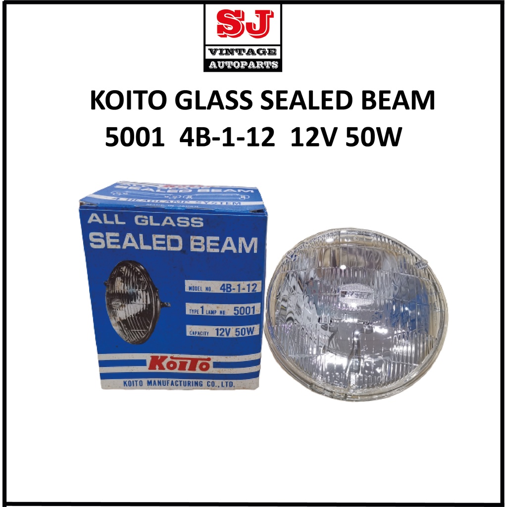 KOITO GLASS SEALED BEAM 4B-1-12 12V 50W 5001 HEAD LAMP (ROUND) 2 PIN ...