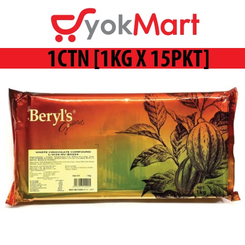 1 CARTON Beryl's White Chocolate Compound Block Beryls White Bar Coklat ...
