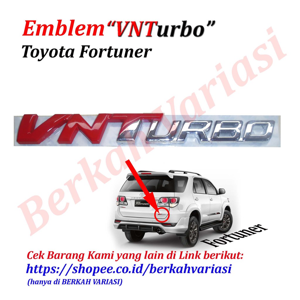 Emblem VNTurbo Toyota Fortuner - Original | Shopee Malaysia