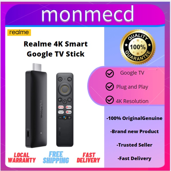 【Ready Stock】Realme 4K Smart Google TV Stick HDR10+ HDMI Chromecast ...