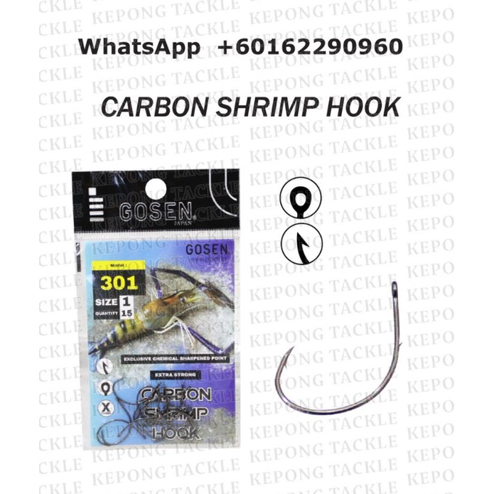 GOSEN Fishing hook CARBON SHRIMP HOOK 301 Mata Udang sabit Made in ...