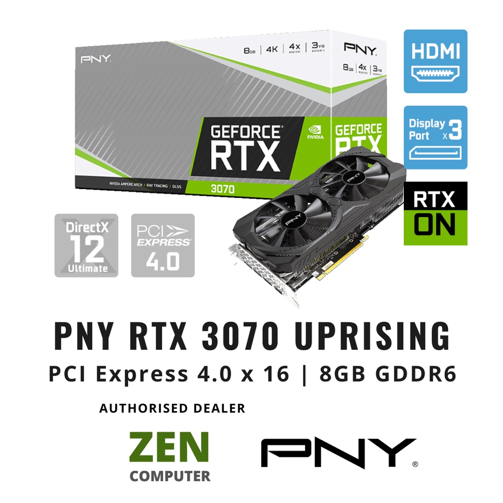 # PNY™ RTX 3070 UPRISING Dual Fan 8GB GDDR6 GPU # | Shopee Malaysia