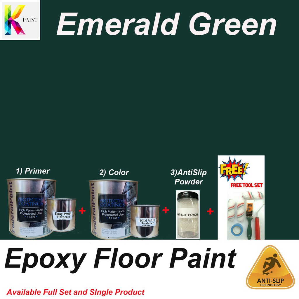 💥 MERDEKA SALES 🔥 Epoxy Floor Paint Emerald Green Color Cat Lantai ...