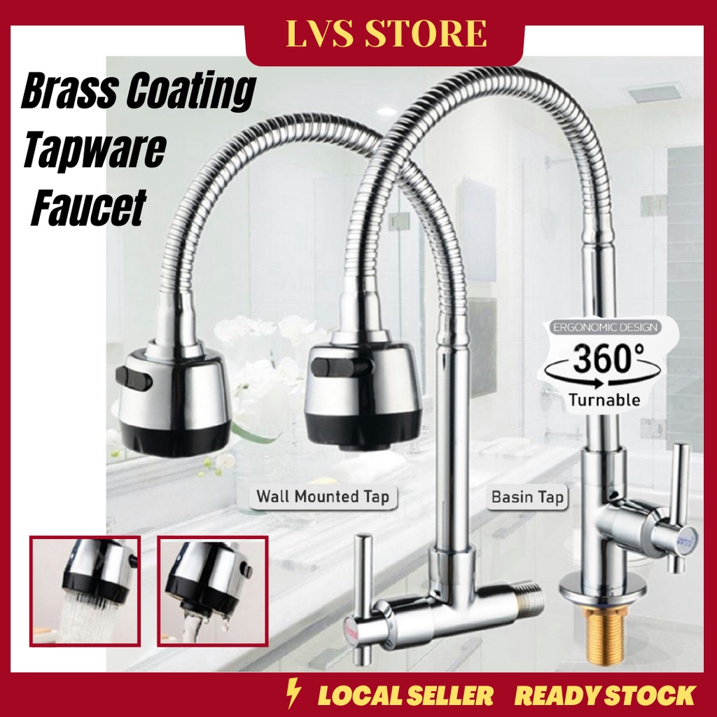 🔥READY STOCK🔥Brass Coating Rotatable Kitchen Tapware 2 Type Sprayer ...