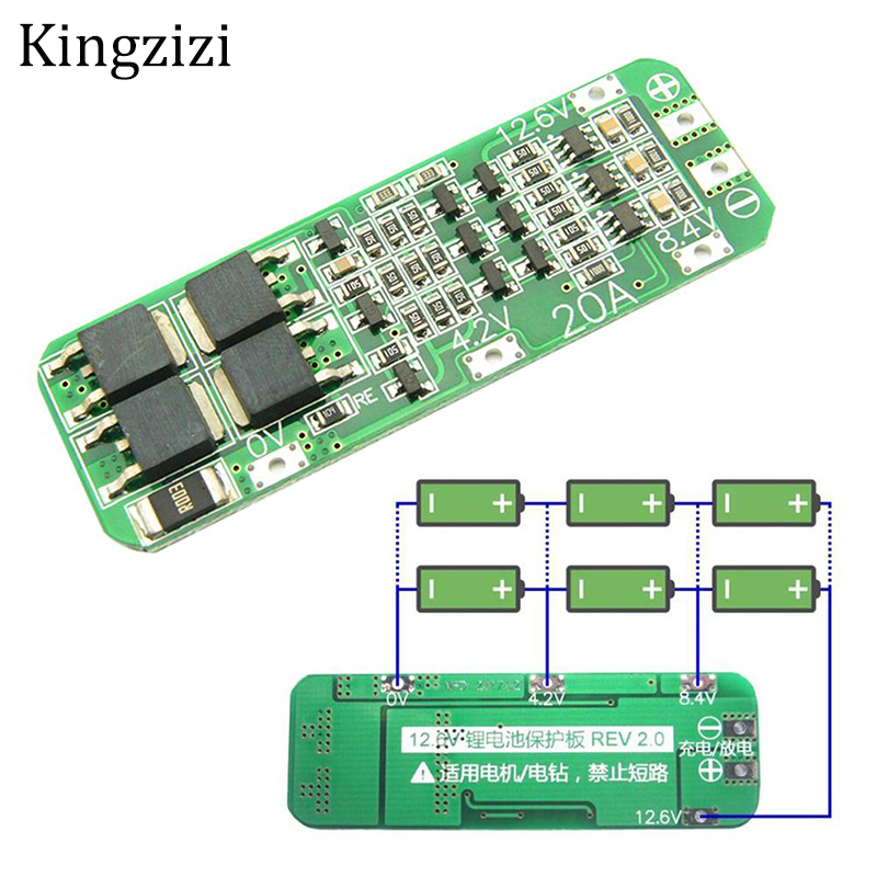 3S 20A Lithium Battery 18650 Charger PCB BMS Protection Board 12.6V ...
