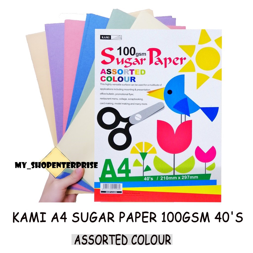 KAMI SUGAR PAPER ASSORTED COLOUR A4 / A3 100GSM 20'S | Shopee Malaysia