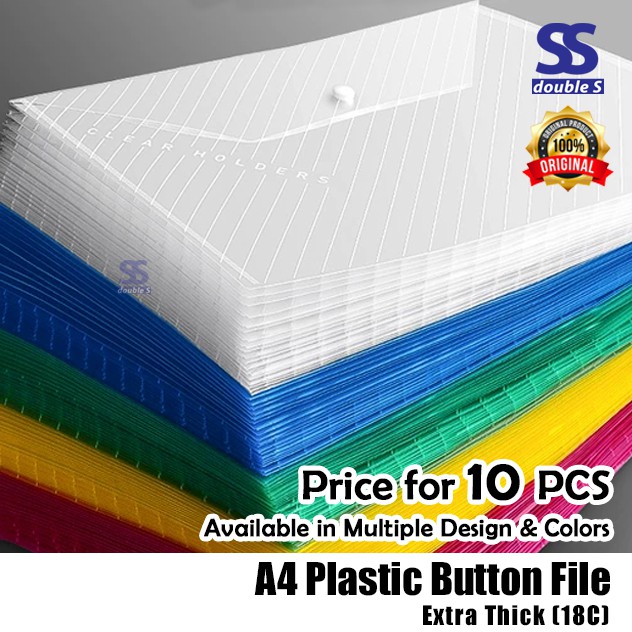 A4 Plastic Button Files 10PCS/Dokumen Folder Plastik A4/Poket Fail ...