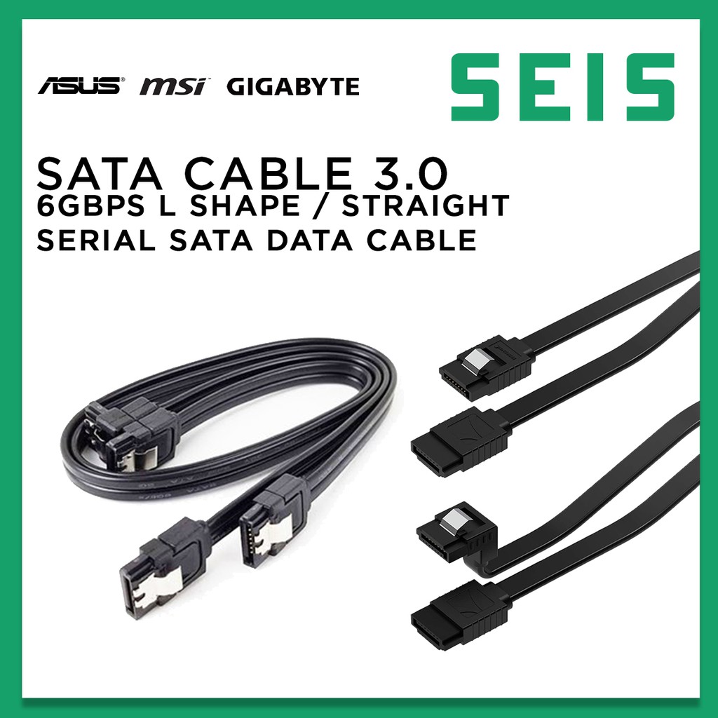 Original ASUS MSI GIGABYTE SATA CABLE 3.0 6Gbps L Shape / Straight ...