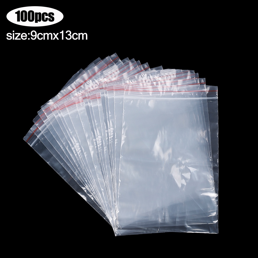 100PCS Resealable Zip Lock Plastic Bags Self Seal PE Transparent Poly ...