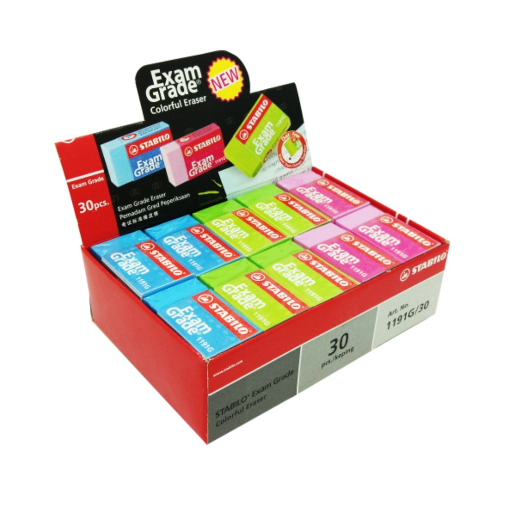 STABILO 1191G/30 EXAM GRADE COLORFUL ERASER 30PCS(BOX) | Shopee Malaysia